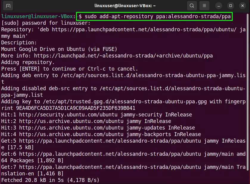 Како да инсталирате Google Drive на Ubuntu 22.04 8294_8