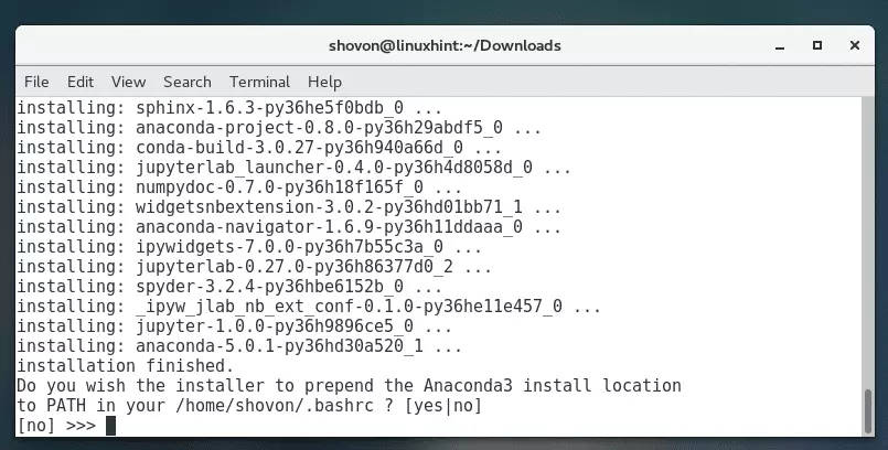 Įdiekite „Anaconda Python“ „CentOS 7“. 8344_19