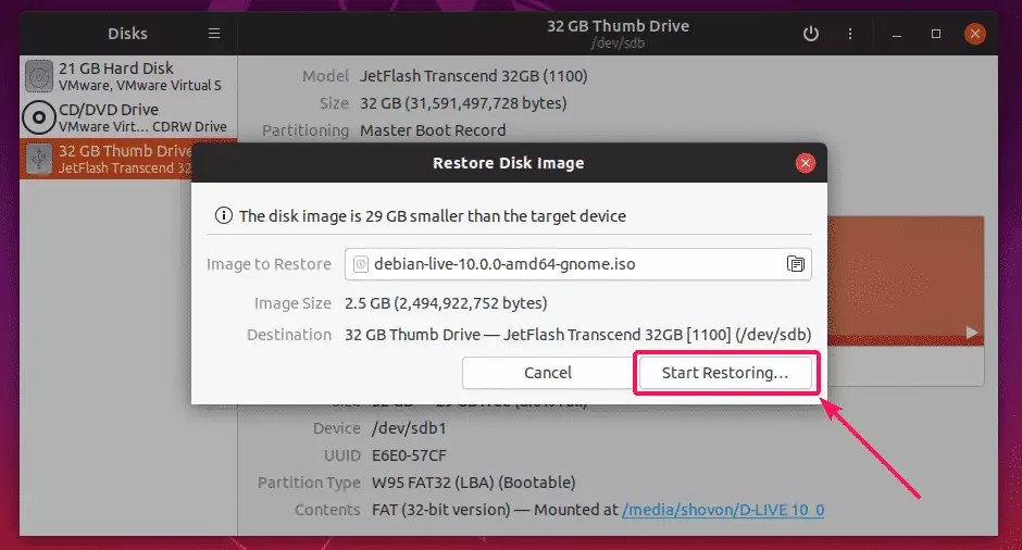 Debian 10 gurmak üçin “Debian 10” bootable USB Thumb Drive döretmek 8386_16