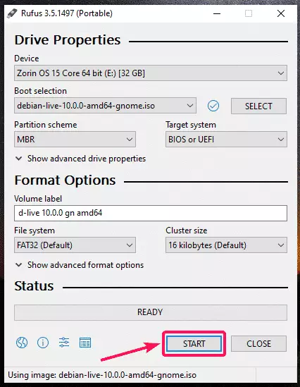 Debian 10 gurmak üçin “Debian 10” bootable USB Thumb Drive döretmek 8386_7