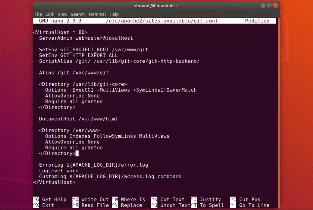 กำหนดค่าเซิร์ฟเวอร์ Git ด้วย HTTP บน Ubuntu 8402_10