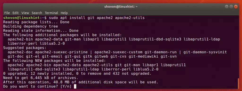 กำหนดค่าเซิร์ฟเวอร์ Git ด้วย HTTP บน Ubuntu 8402_4