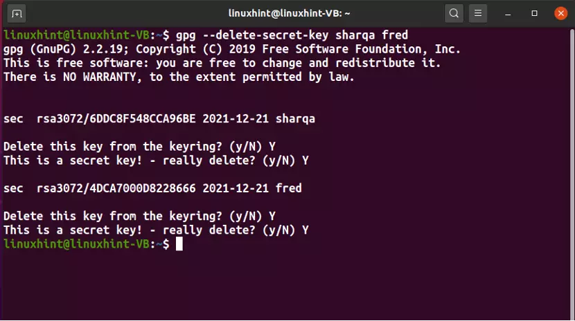 Linux တွင် GPG ကီးများကို ဖျက်နည်း 8417_21