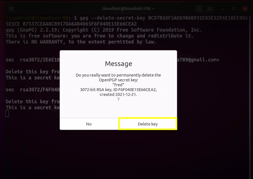 Како да ги избришете клучевите GPG во Linux 8417_26