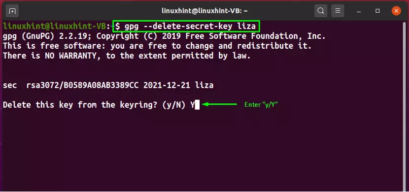 Meriv çawa bişkojkên GPG-ê li Linux-ê jêbirin 8417_3