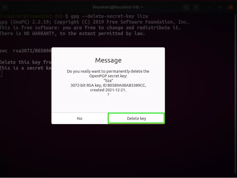 Nola ezabatu GPG gakoak Linux-en 8417_4