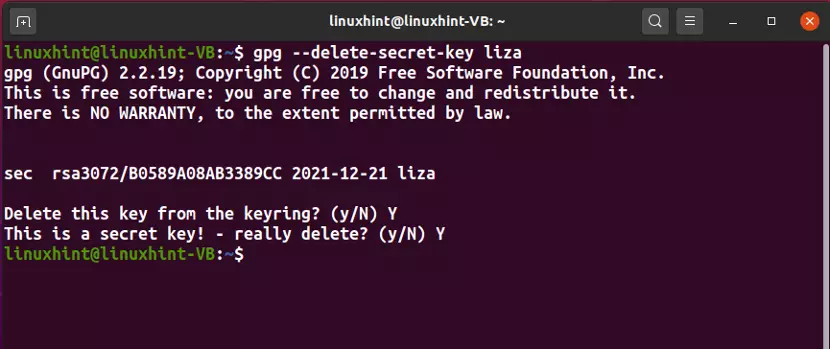 Meriv çawa bişkojkên GPG-ê li Linux-ê jêbirin 8417_5