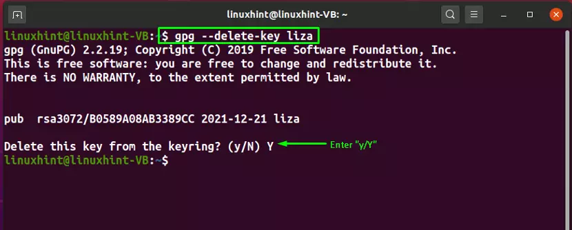 Nola ezabatu GPG gakoak Linux-en 8417_6