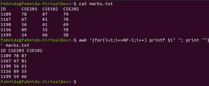 Hvordan skrive ut en rekke kolonner ved å bruke kommandoen `awk` 8575_2