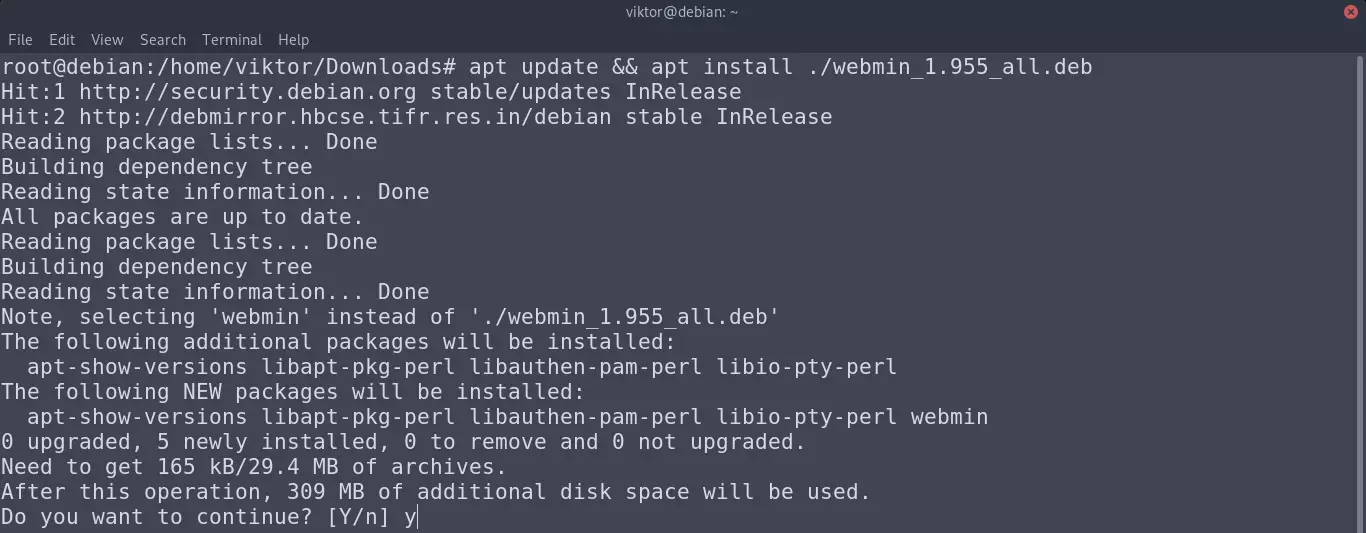 Indlela yokufaka i-Webmin ku-Debian 8591_2