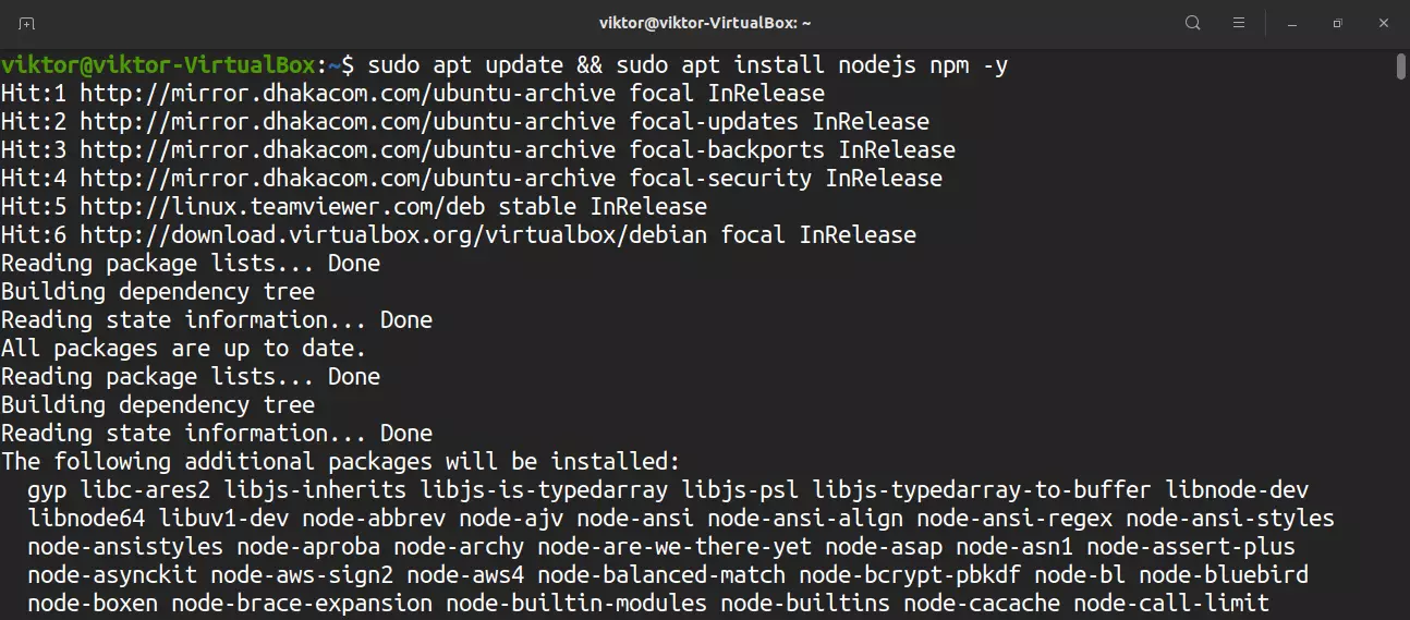 Node.js-ро дар Ubuntu 20.04 насб ва истифода баред 8593_1