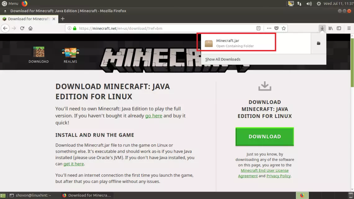 Minecraft-pelin asentaminen Ubuntu 18.04 LTS:ään 8617_9