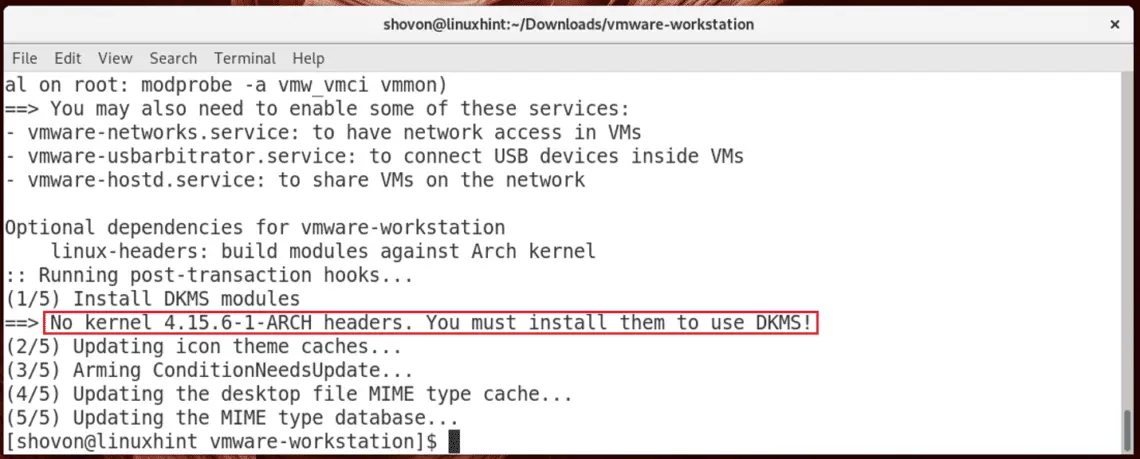 Cum se instalează VMware Workstation Pro 14 pe Arch Linux 8619_28