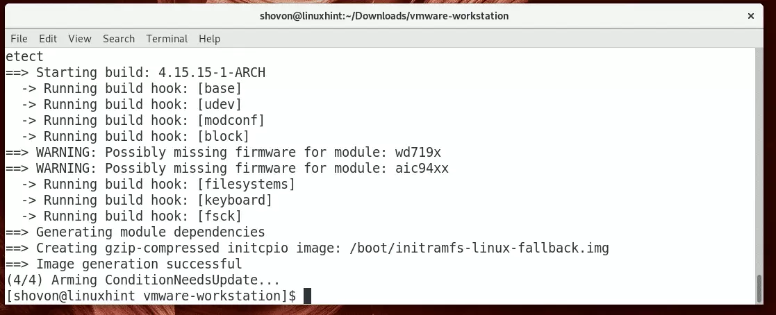 Cum se instalează VMware Workstation Pro 14 pe Arch Linux 8619_32