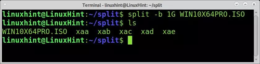 ฉันจะแยกไฟล์ออกเป็นส่วน ๆ ใน Linux . ได้อย่างไร 8655_2