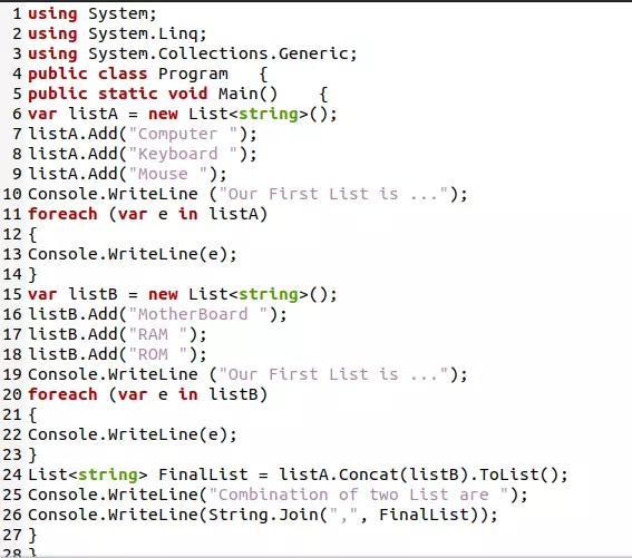 C# で 2 つのリストを結合する方法 8711_5