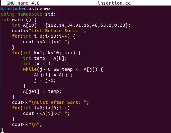 Insertion Sort ໃນ C++ 8755_6