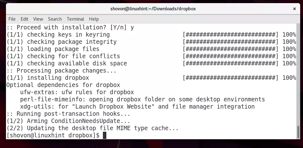 Hvordan installere DropBox på Arch Linux 8862_18