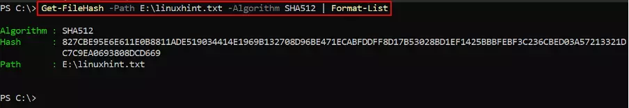 Get-FileHash ସହିତ PowerShell ଚେକସମ୍ | 8894_3
