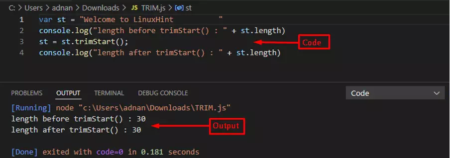 trimStart () na trimEnd () Uburyo muri JavaScript 8904_2