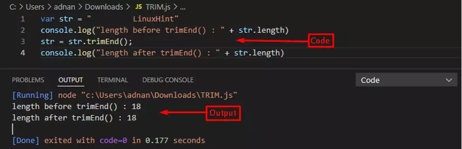 trimStart() ndi trimEnd() Njira mu JavaScript 8904_4