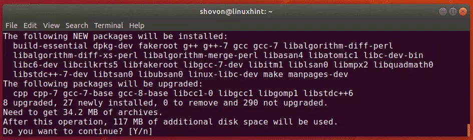 დააინსტალირეთ GCC Ubuntu-ზე 8915_4