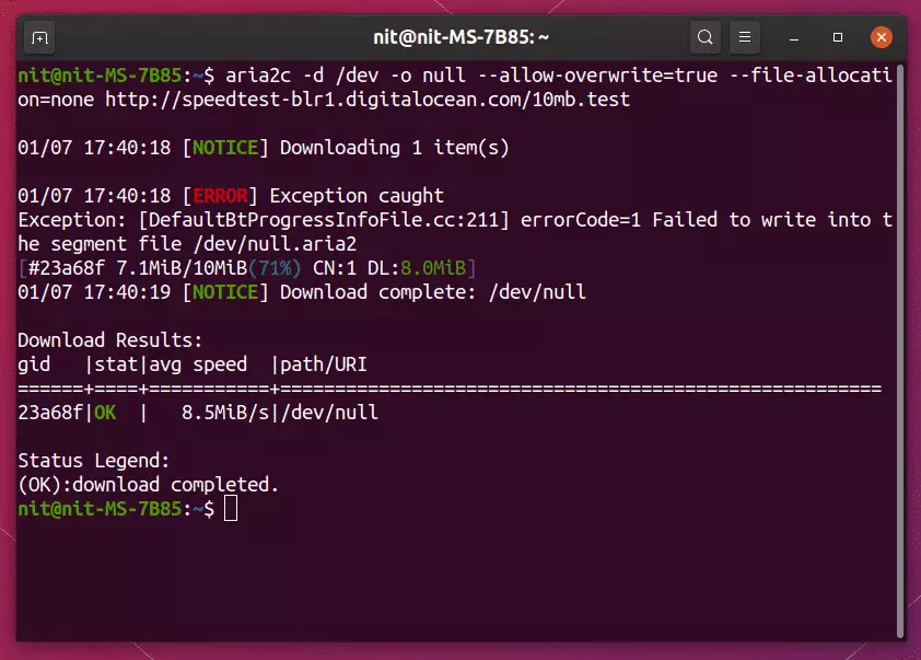 Command Line-toepassings om 'n internetspoedtoets op Linux uit te voer 8947_6