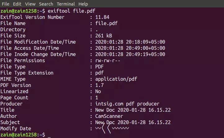 Ekstrahiranje metapodatkov datoteke z orodjem ExifTool 8976_12