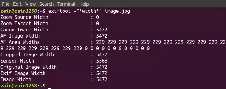 Udpakning af metadata for en fil ved hjælp af ExifTool 8976_7