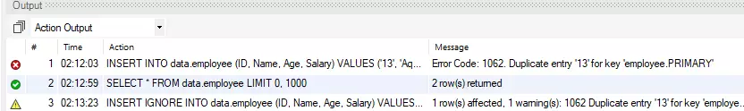 MySQL ಸೇರಿಸು ನಕಲಿ ಕೀಲಿಯನ್ನು ನಿರ್ಲಕ್ಷಿಸಿ 8990_10