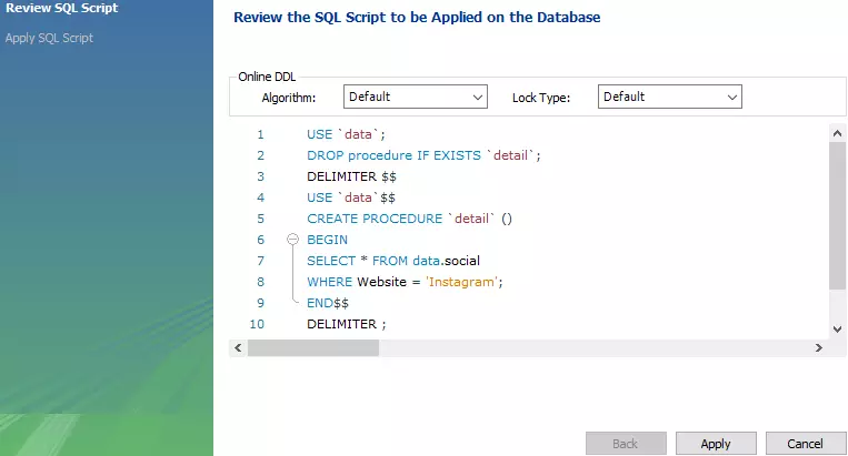 MySQL ۾ ذخيرو ٿيل طريقا ٺاهيو 8991_7