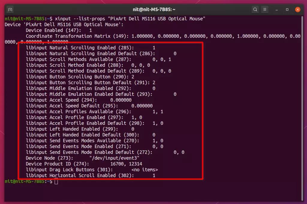 Ako zmeniť nastavenia myši a touchpadu pomocou Xinput v systéme Linux 9056_2