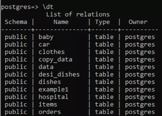 PostgreSQL에서 테이블을 어떻게 설명합니까? 9133_3