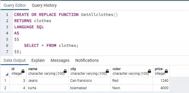 Postgresql محفوظ ٿيل عمل جو مثال 9138_12