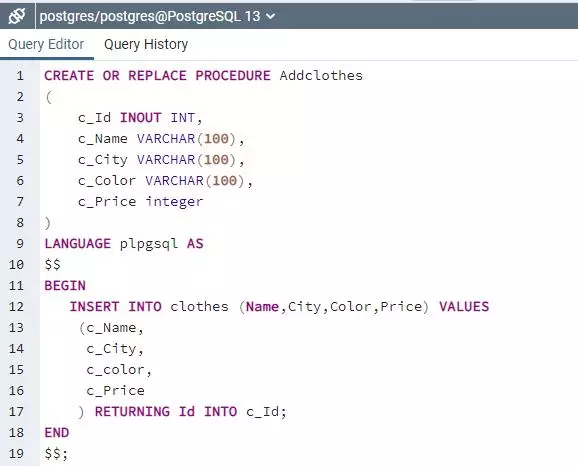 Esempio di procedura memorizzata Postgresql 9138_3