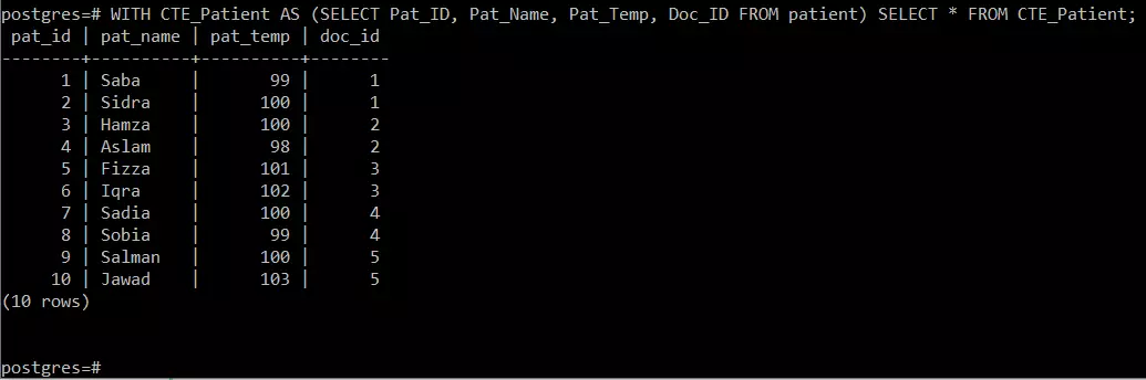 PostgreSQL ನಲ್ಲಿ CTE ಎಂದರೇನು? 9141_7