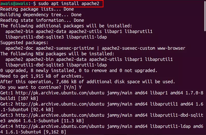 Kako instalirati Apache poslužitelj i postaviti virtualne hostove na Ubuntu 22.04 915_3