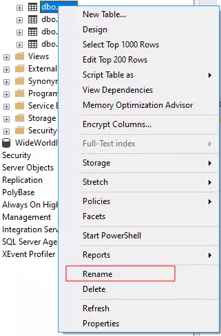 Palitan ang pangalan ng Table SQL Server 9160_3