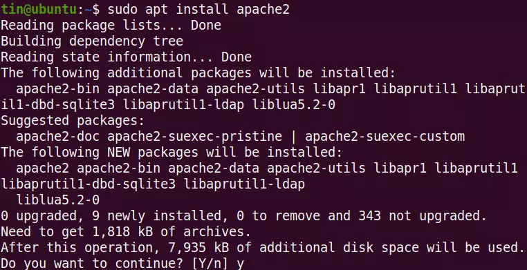 Ubuntu 20.04 တွင် Apache Web Server ကို ထည့်သွင်းပြီး ပြင်ဆင်သတ်မှတ်ပါ။ 916_2