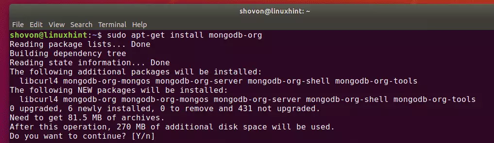 დააინსტალირეთ MongoDB 4 Ubuntu 18.04 LTS-ზე 9209_7