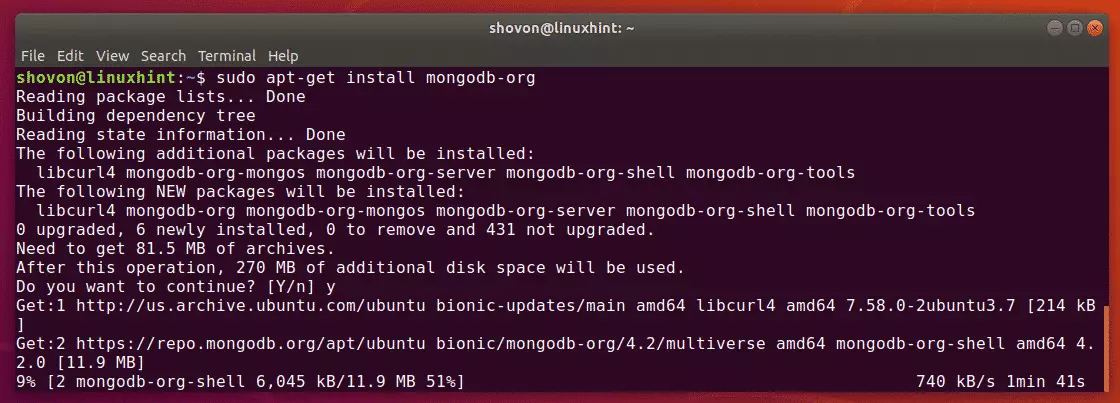 MongoDB 4-ны Ubuntu 18.04 LTS-ка урнаштырыгыз 9209_8