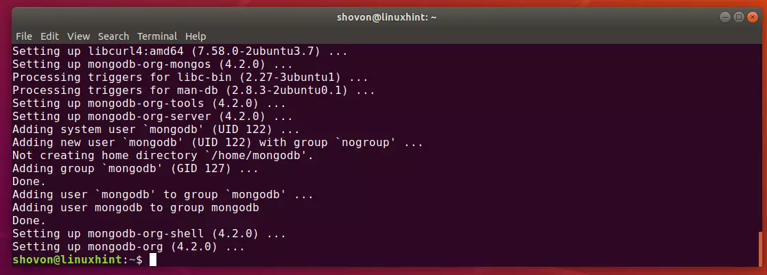 MongoDB 4-ны Ubuntu 18.04 LTS-ка урнаштырыгыз 9209_9