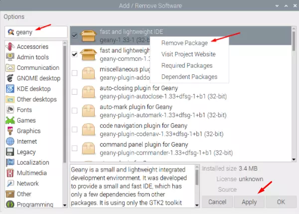 Yuav ua li cas uninstall software los ntawm Raspberry Pi operating system 9273_6