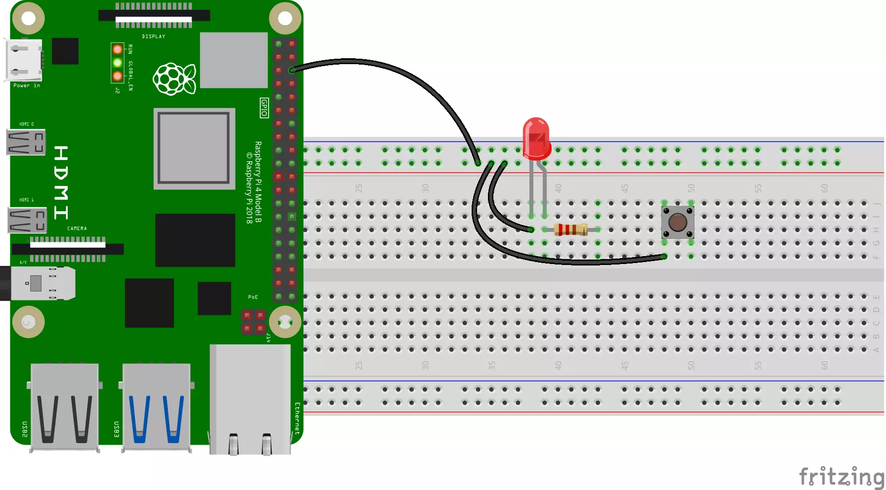 A LED vezérlése gombbal a Raspberry Pi eszközzel 9281_4