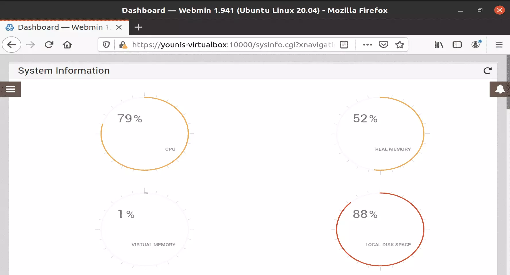 Maitiro ekuisa uye maneja Webmin muUbuntu 20.04 9319_12