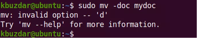 Linux ֆայլի վերանվանումը սկսվում է Dash-ով