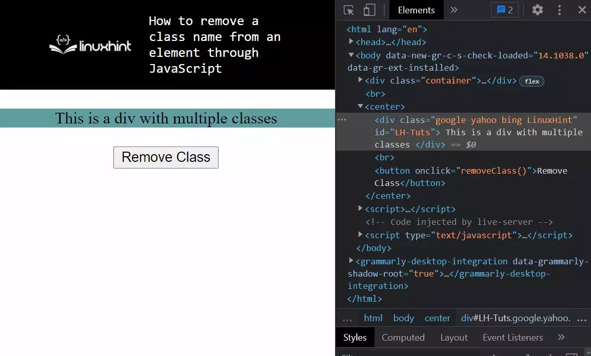 Як видалити назву класу з елемента через JavaScript 9390_3