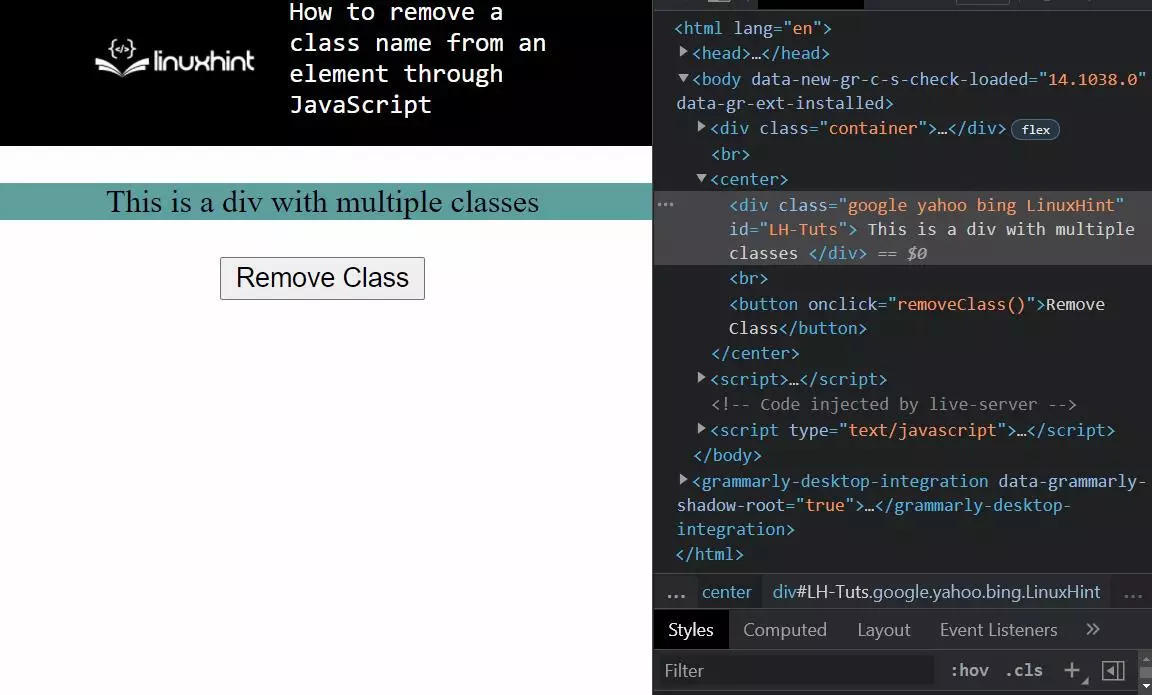 Як видалити назву класу з елемента через JavaScript 9390_4