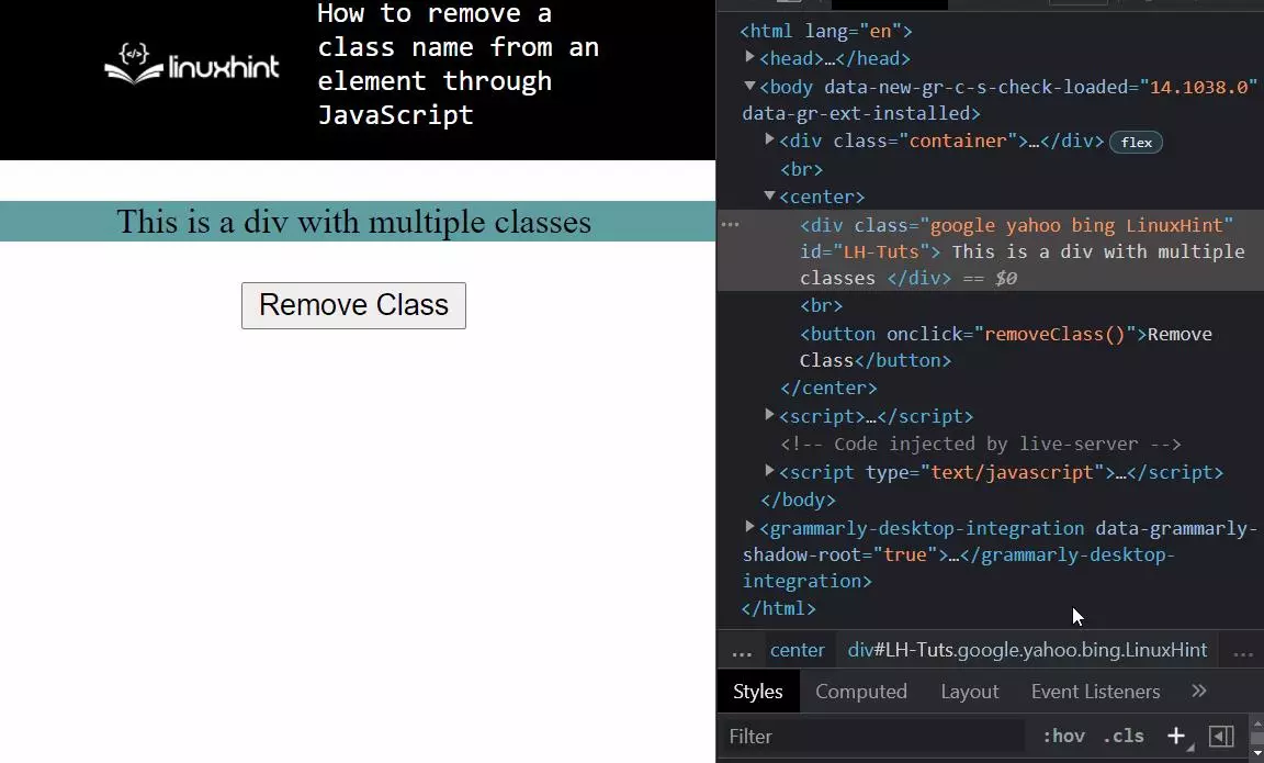 Як видалити назву класу з елемента через JavaScript 9390_5