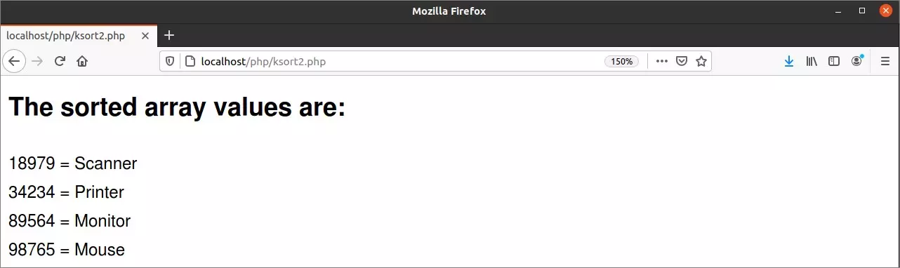 ការប្រើប្រាស់មុខងារ ksort() ក្នុង PHP 9423_2